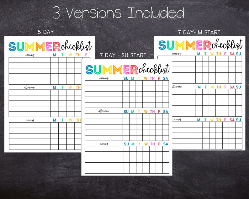 Printable Editable SUMMER Daily Checklist for Kids Chore - Etsy