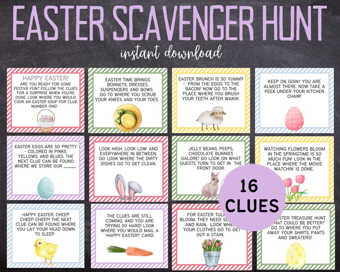 Easter Scavenger Hunt for Kids Instant Download PDF Easter - Etsy