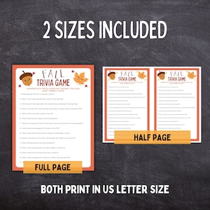 Fall Trivia | Fall Printable Game | Fall Party Game | Thanksgiving Game ...