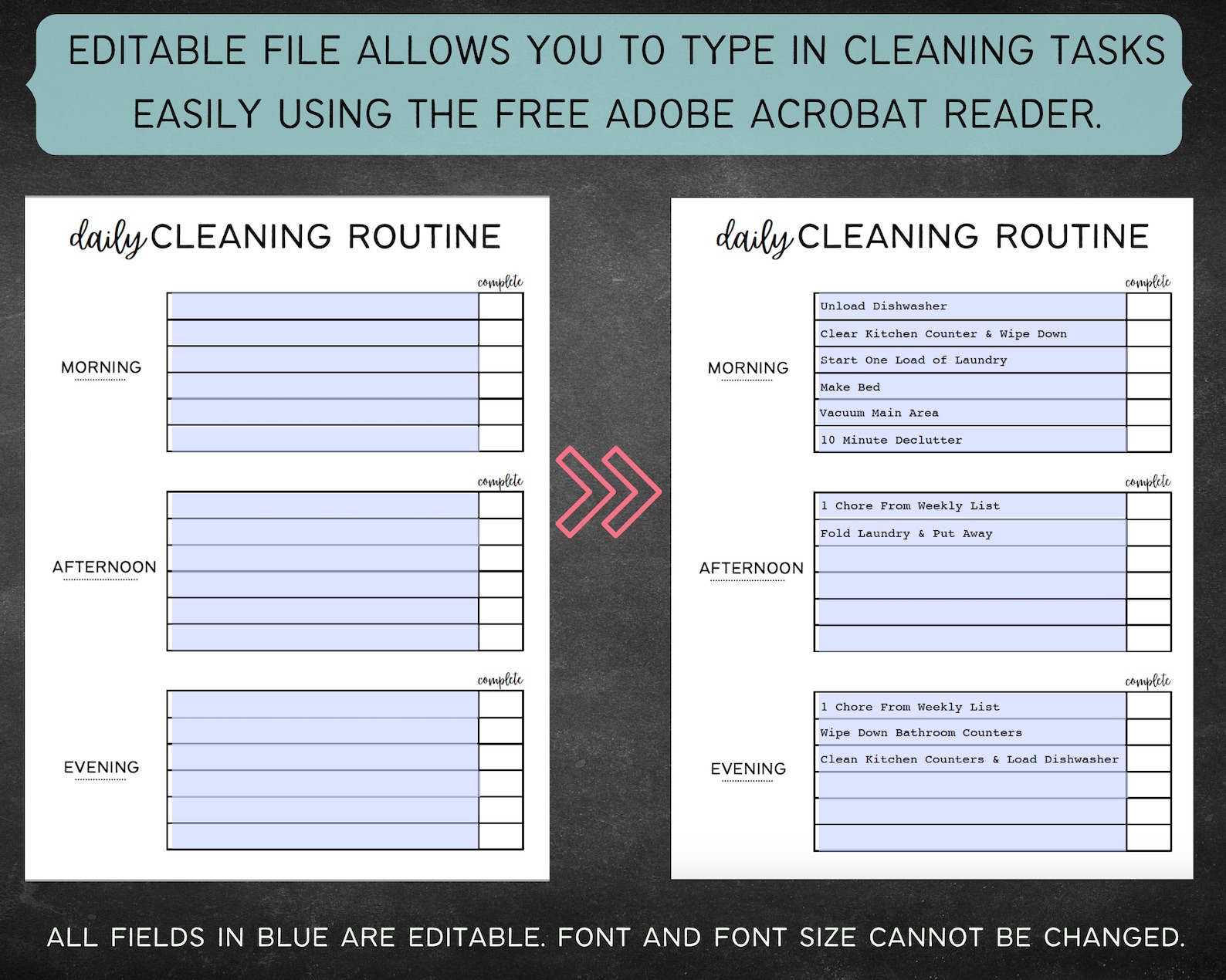 Printable and Editable Daily Cleaning Routine Cleaning | Etsy