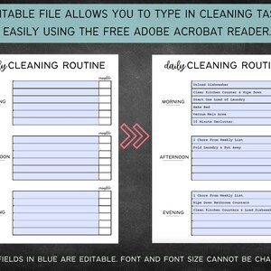 Printable and Editable Daily Cleaning Routine | Cleaning Planner ...