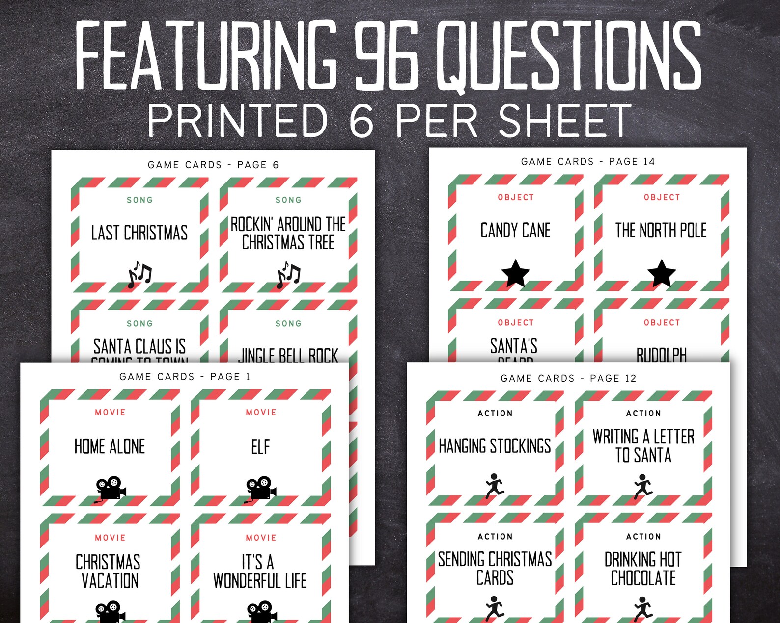 Christmas Charades Christmas Printable Game Christmas - Etsy