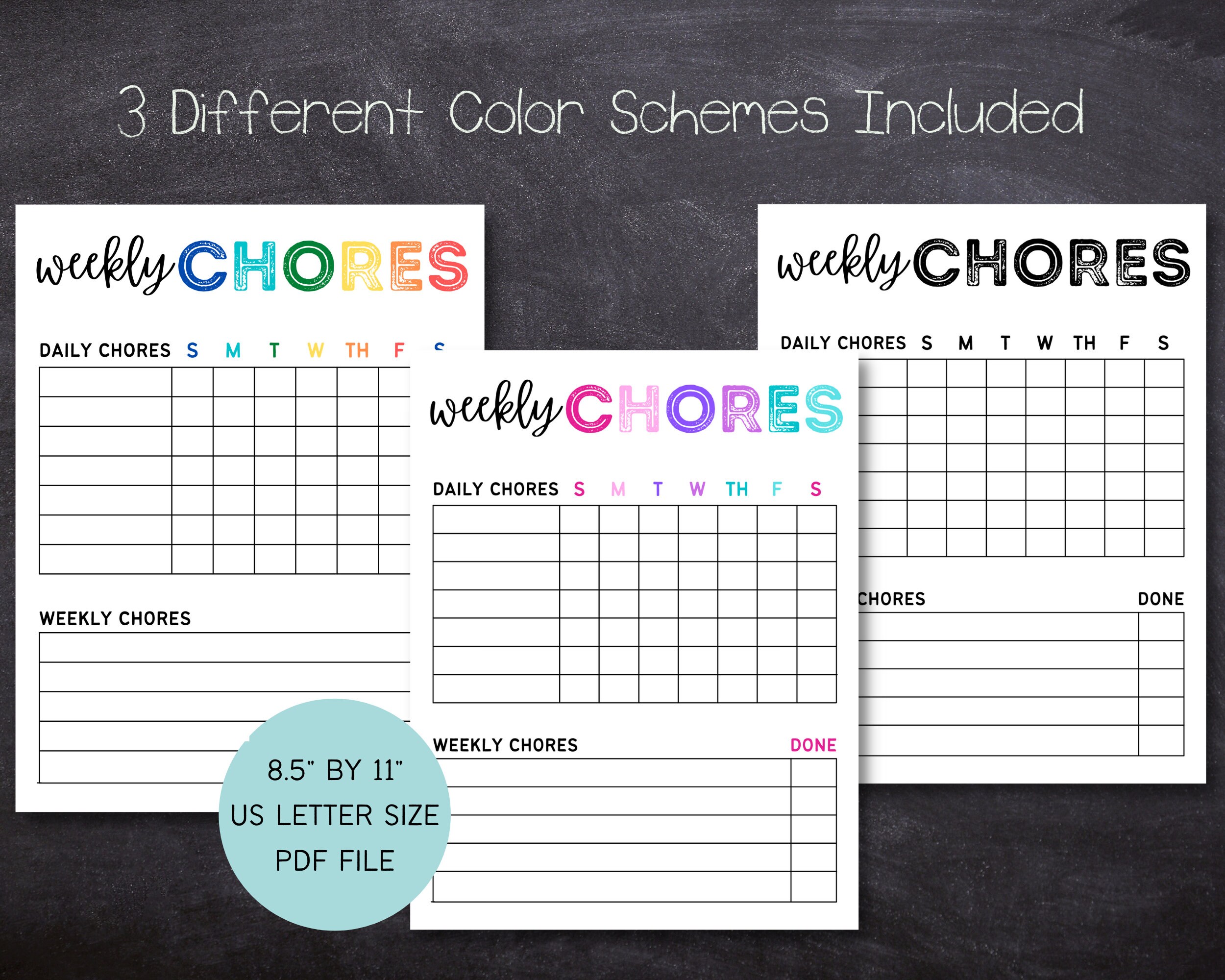 Printable Editable Daily & Weekly Kids Chore Chart Reward - Etsy