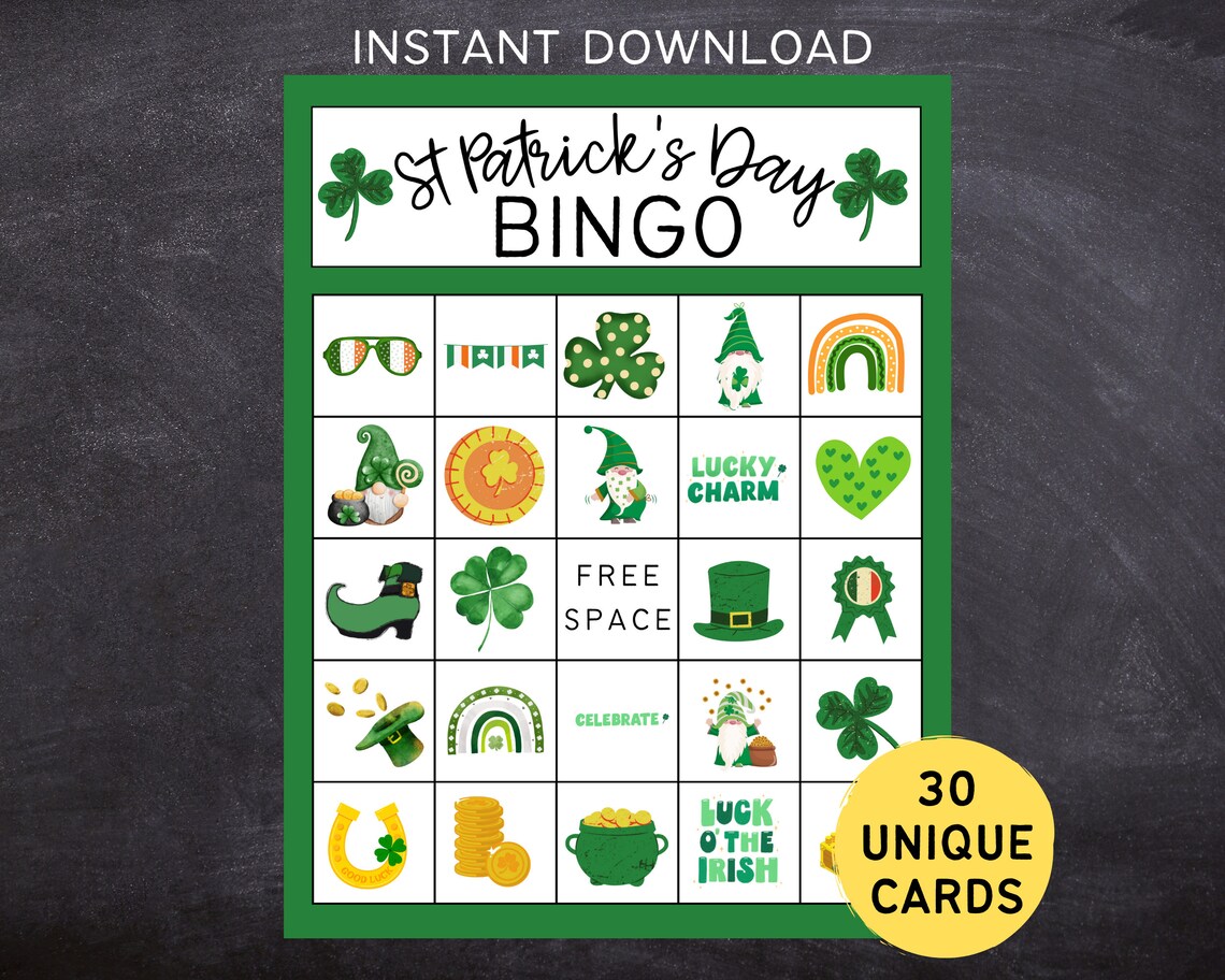 St Patrick's Day BINGO Game for Kids and Adults St - Etsy