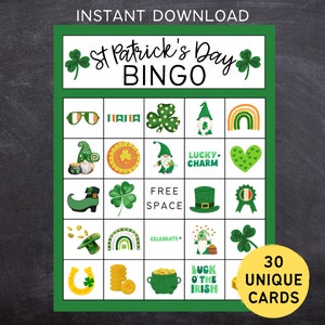 St Patrick's Day BINGO Game for Kids and Adults | St Patricks Printable ...