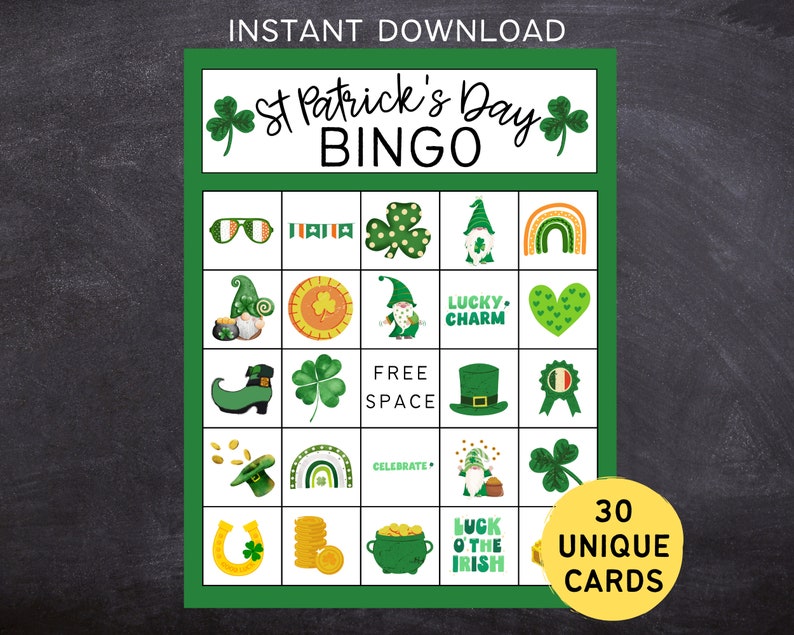 St Patrick's Day BINGO Game for Kids and Adults | St Patricks Printable ...