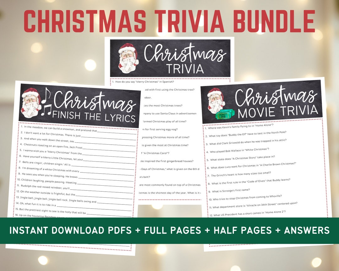 Christmas Game Bundle Christmas Trivia Games Christmas Printable Games ...