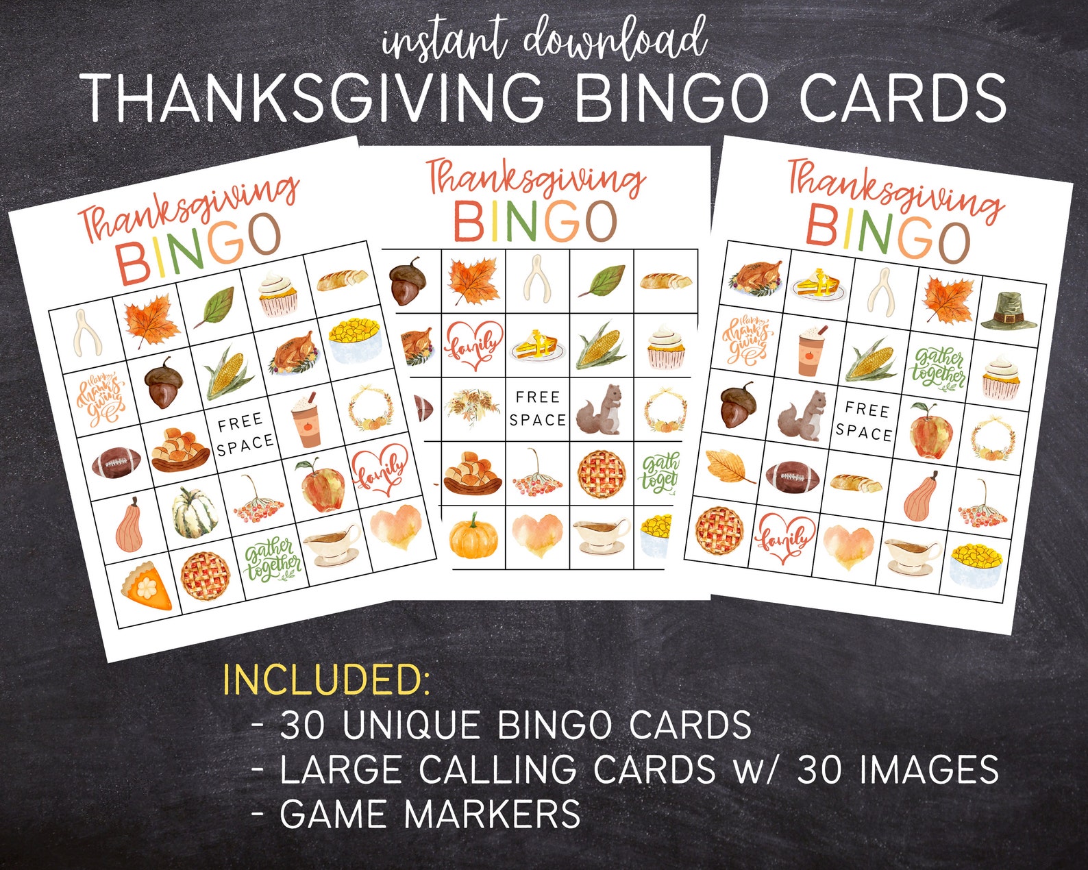 Thanksgiving BINGO Game for Kids and Adults Thanksgiving | Etsy