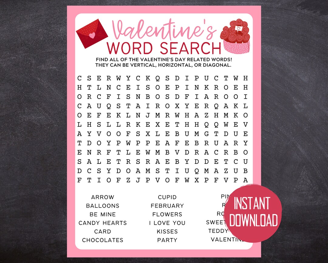 Valentines Day Word Search | Valentines Day Activity | Valentines Day ...