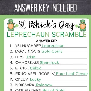 St Patricks Day Word Scramble | Leprechaun Scramble Game | St Patricks ...