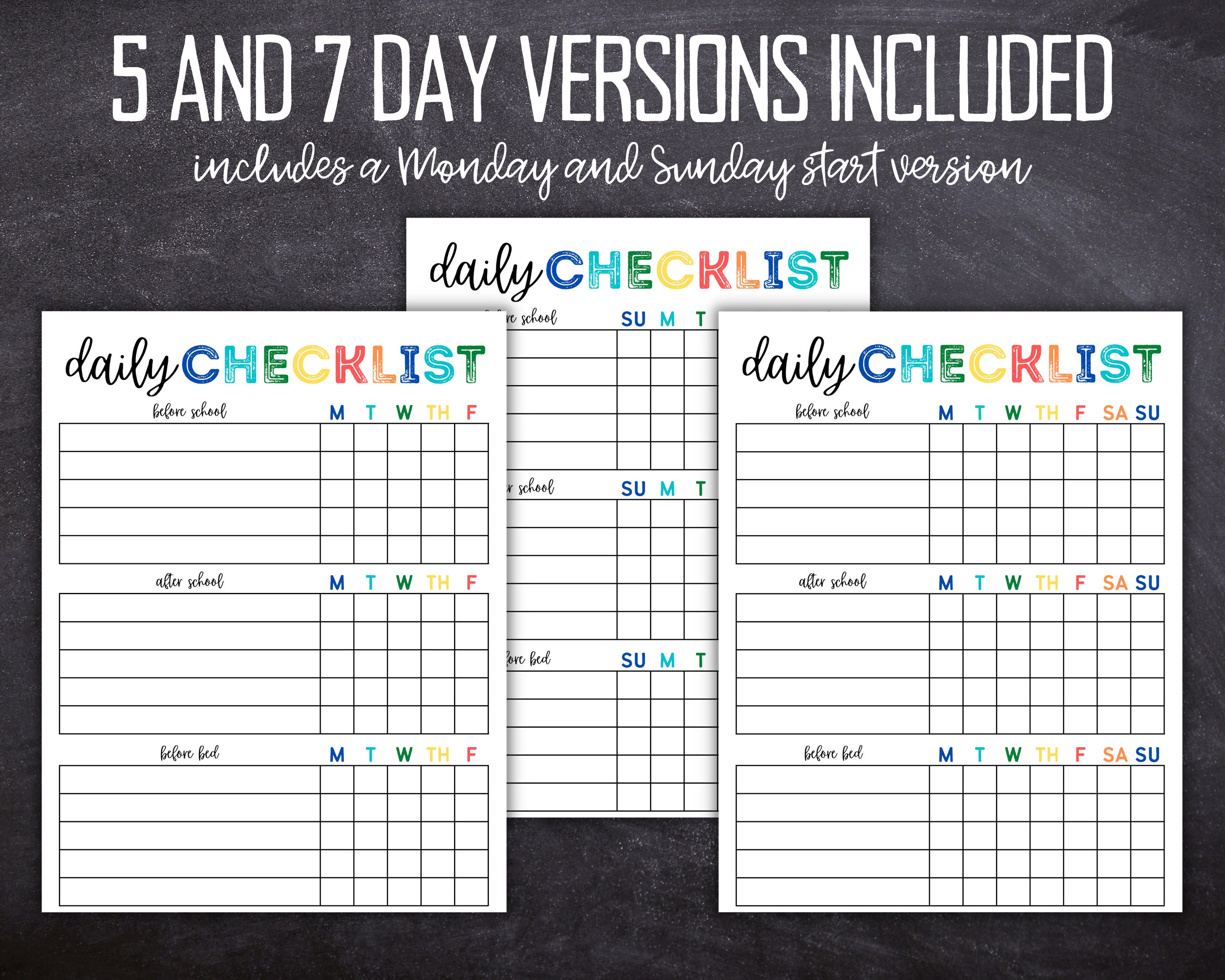 Printable Editable Daily Checklist for Kids | Chore Chart for Kids ...