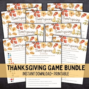 Thanksgiving Printable Games | Thanksgiving Games Bundle | Thanksgiving ...