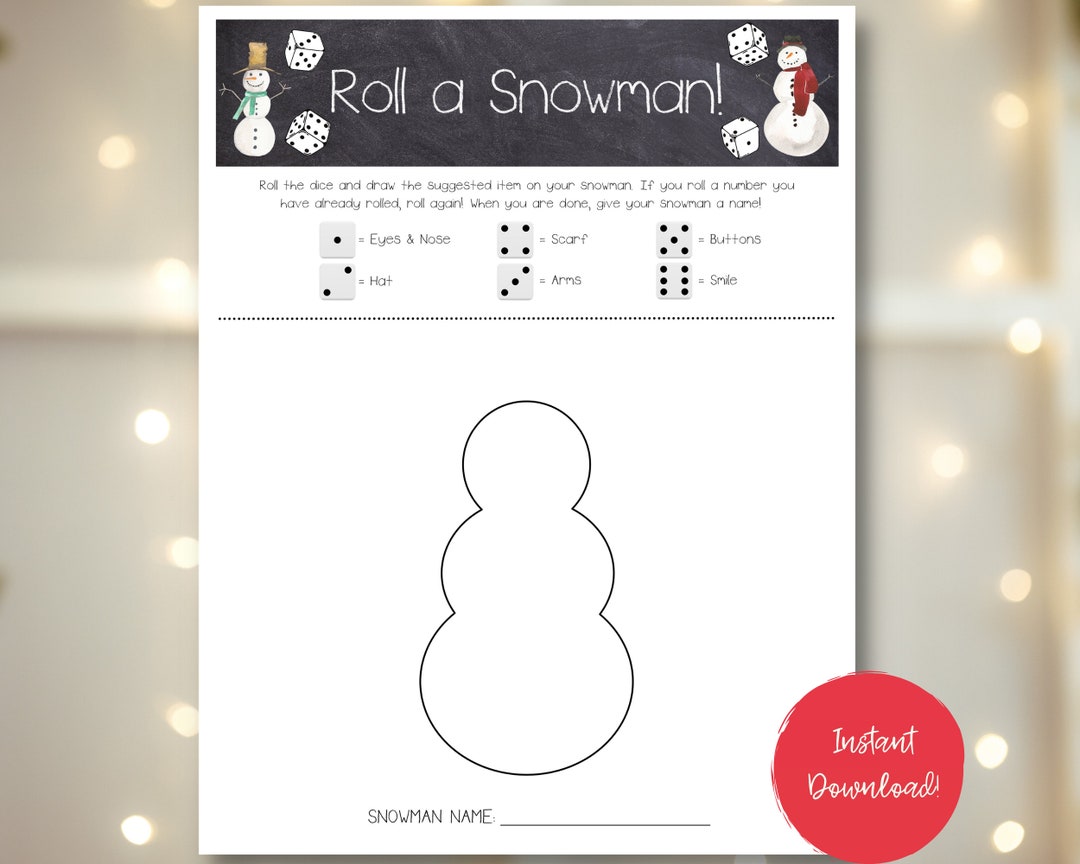Roll a Snowman Dice Game Christmas Activity for Kids Christmas Game ...