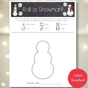 Roll a Snowman Dice Game Christmas Activity for Kids Christmas Game ...