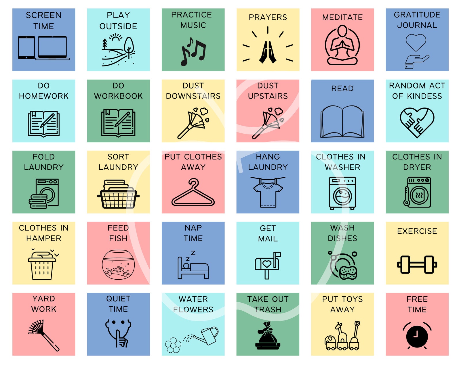 Kids Daily Responsibility Chart Printable Chore Cards and - Etsy