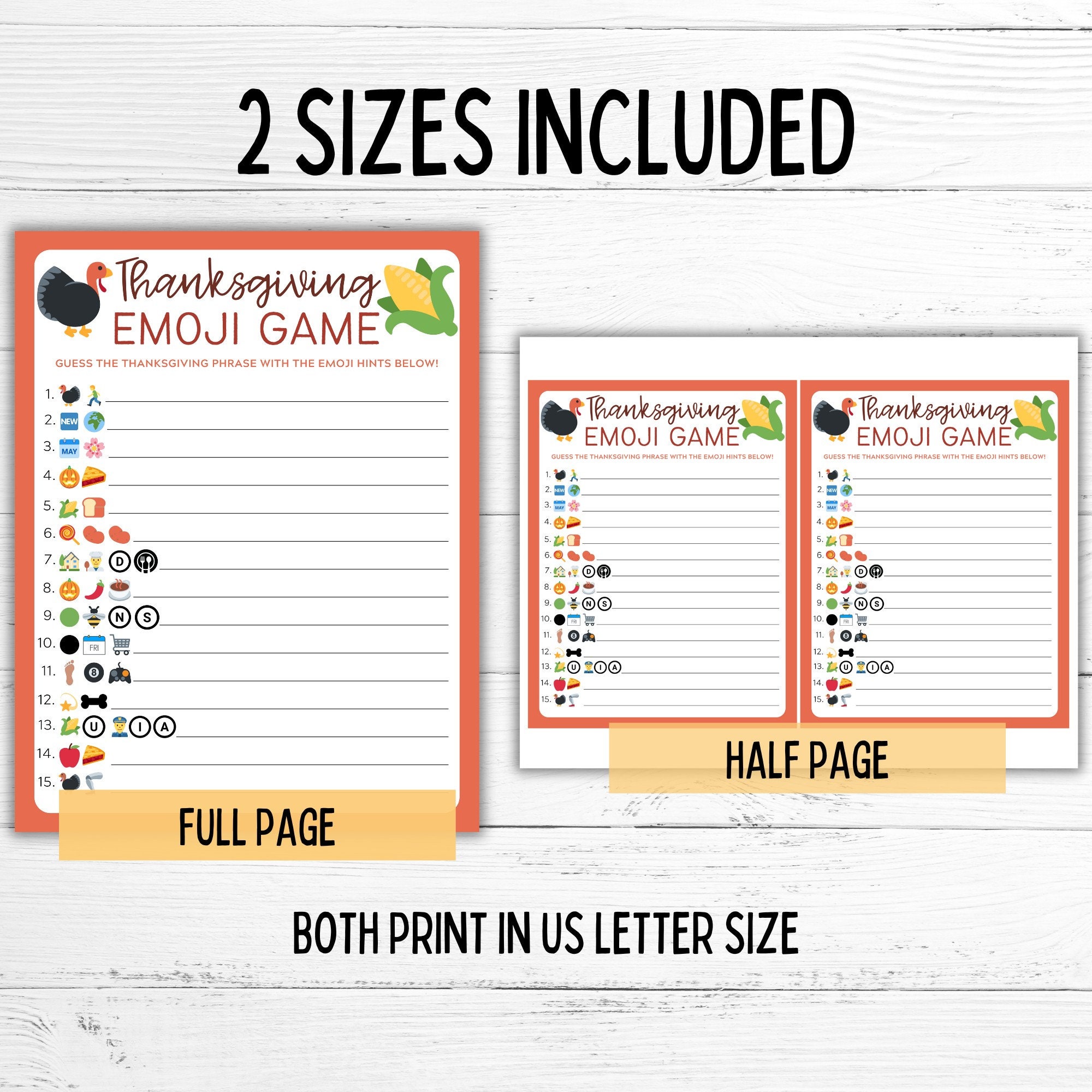 Thanksgiving Emoji Pictionary | Thanksgiving Printable Game ...
