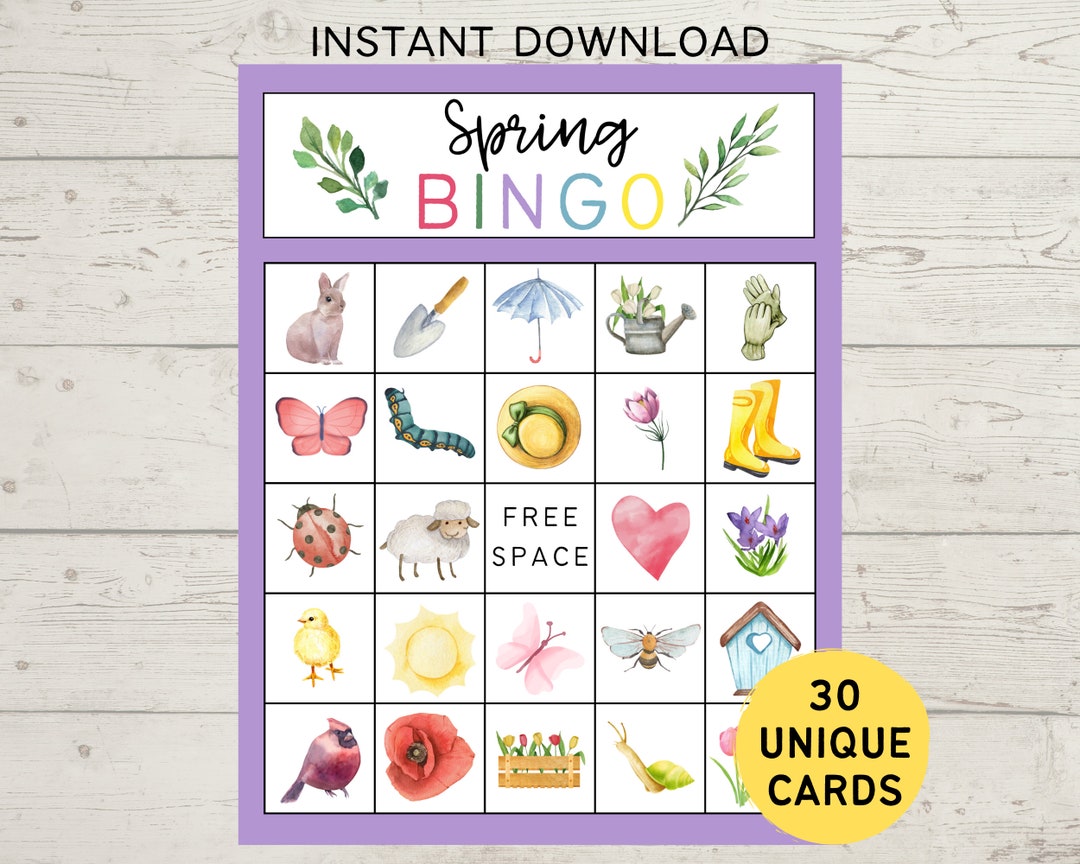 Spring BINGO Game for Kids and Adults | Spring Printable Games | Spring ...