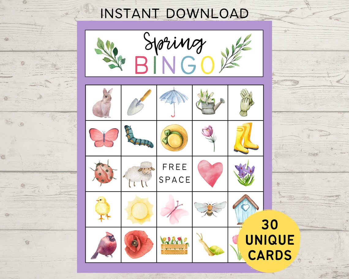 Spring BINGO Game for Kids and Adults Spring Printable Games - Etsy