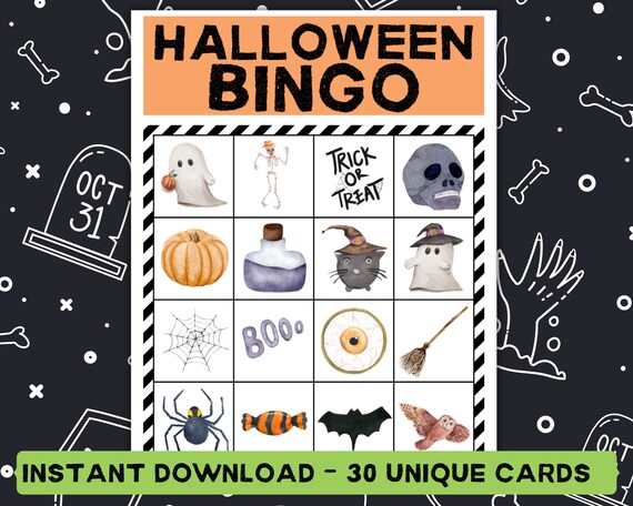 Halloween BINGO Game for Kids and Adults Halloween Printable - Etsy