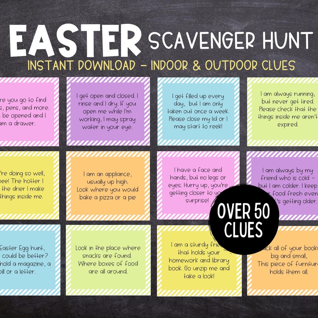 Easter Egg Hunt Clue Cards | Indoor and Outdoor Printable Easter Egg ...