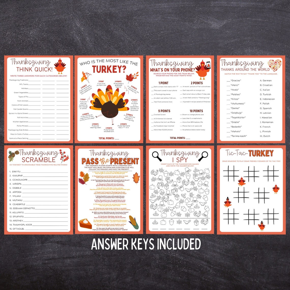 Thanksgiving Printable Games | Thanksgiving Games Bundle | Thanksgiving ...