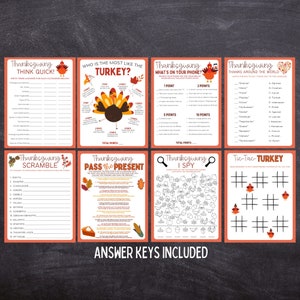 Thanksgiving Printable Games | Thanksgiving Games Bundle | Thanksgiving ...
