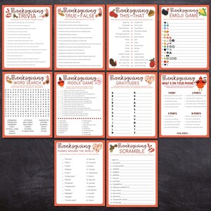 Thanksgiving Printable Games Thanksgiving Games Bundle Thanksgiving Kid ...
