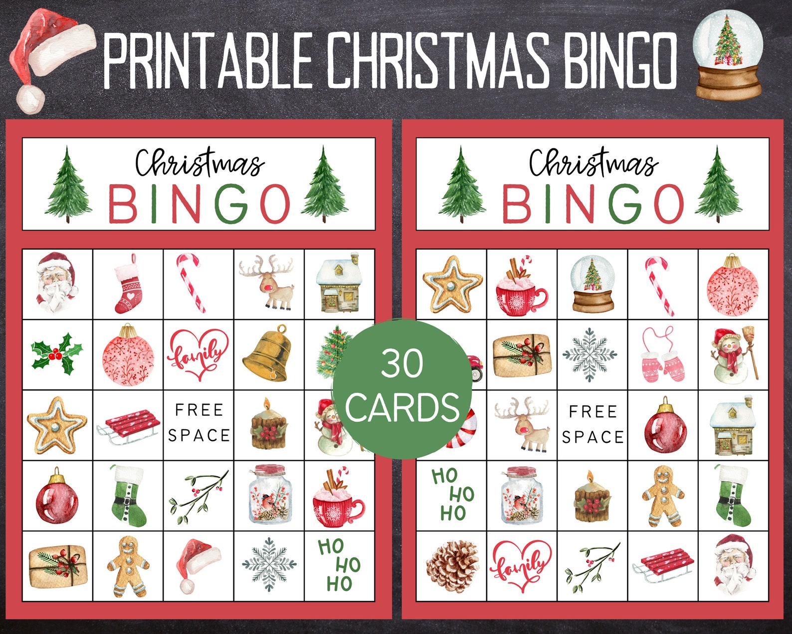 Christmas BINGO Game for Kids and Adults Christmas Printable - Etsy