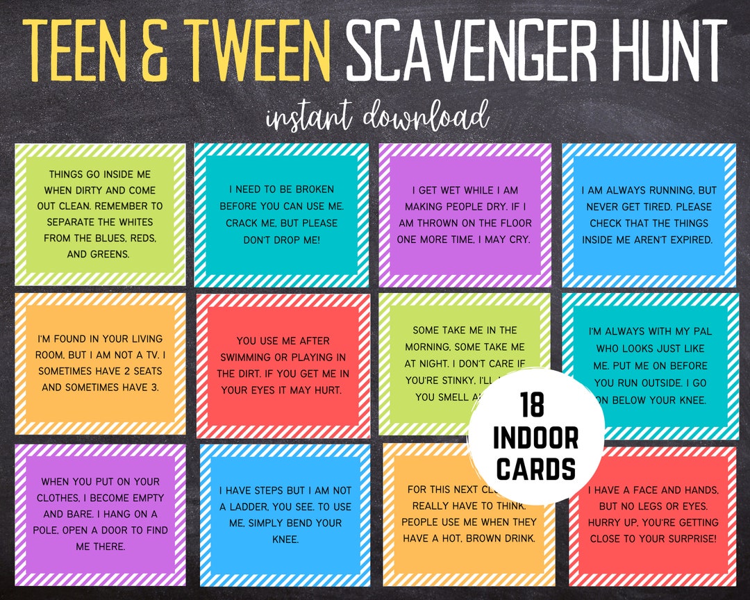 Indoor Teen Scavenger Hunt Teen and Tween Treasure Hunt - Etsy