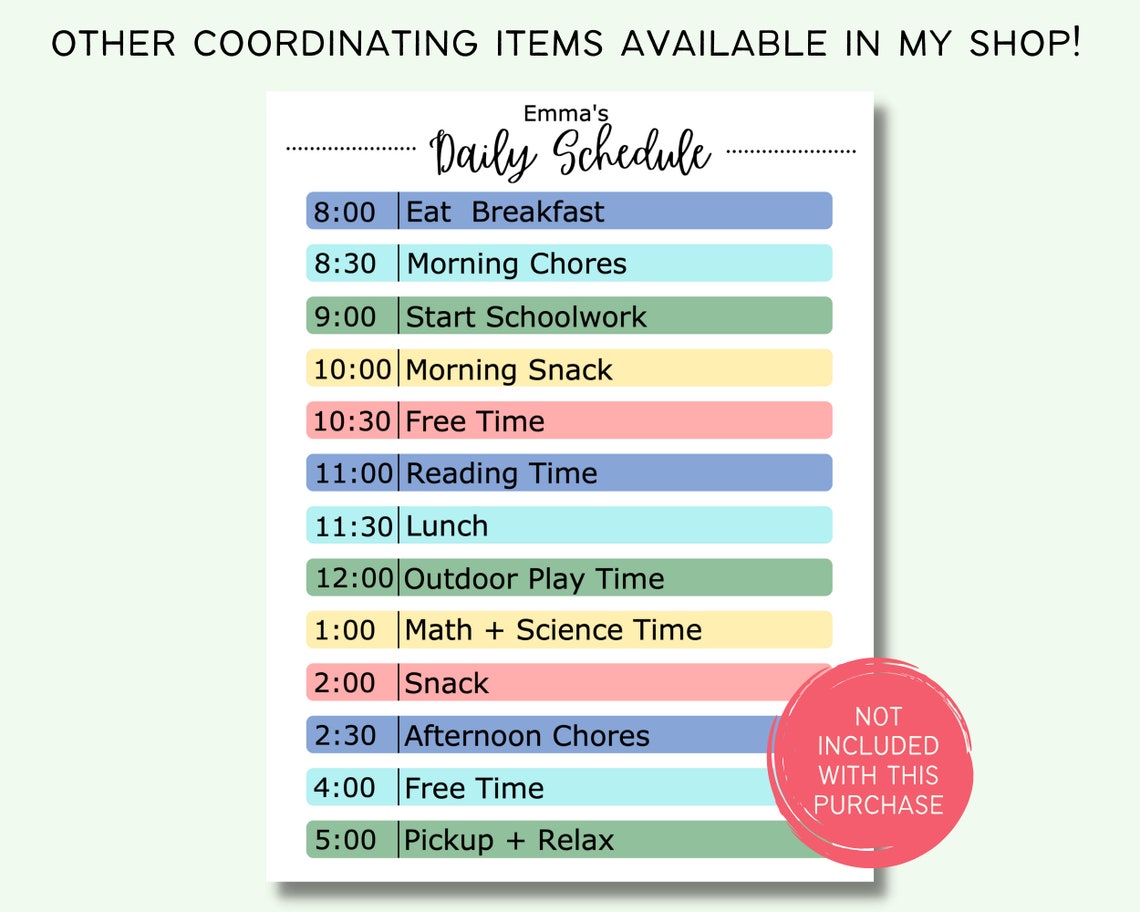 Printable Editable Weekly Schedule Simple Kids School and | Etsy Canada