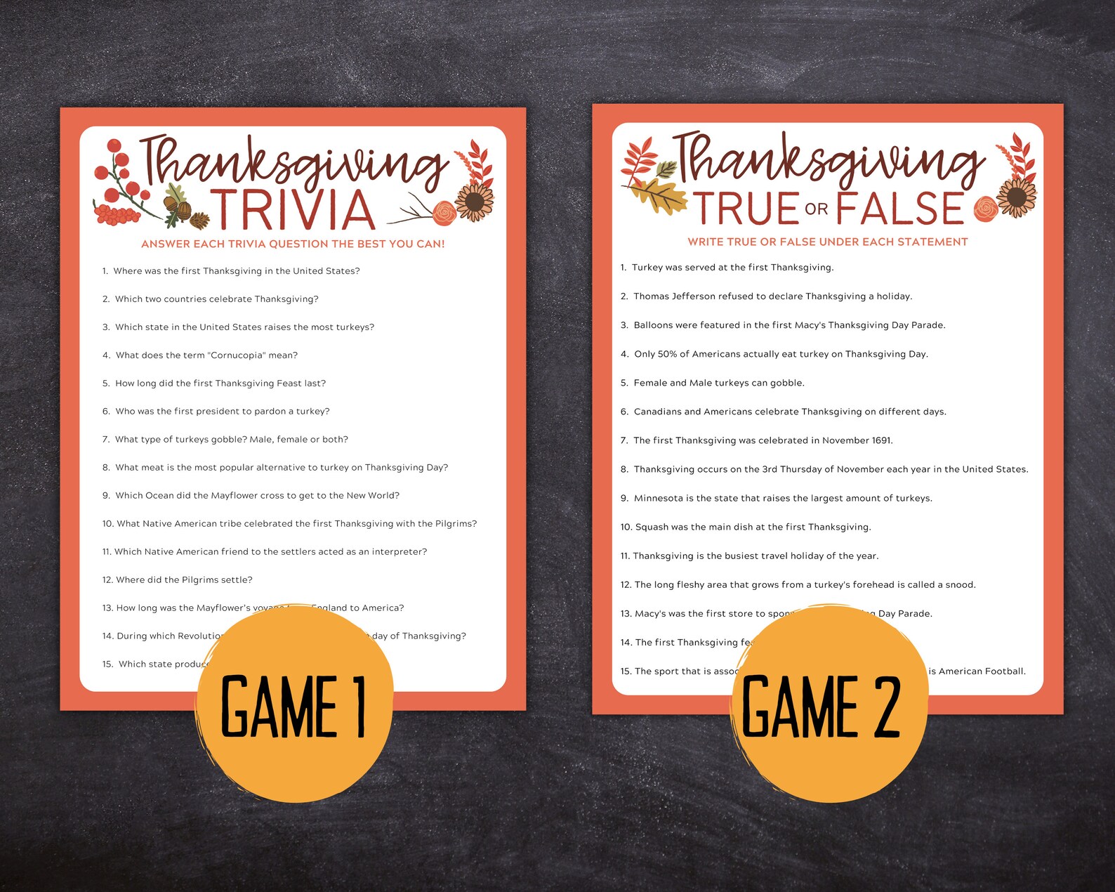 Thanksgiving Printable Games Thanksgiving Games Bundle - Etsy