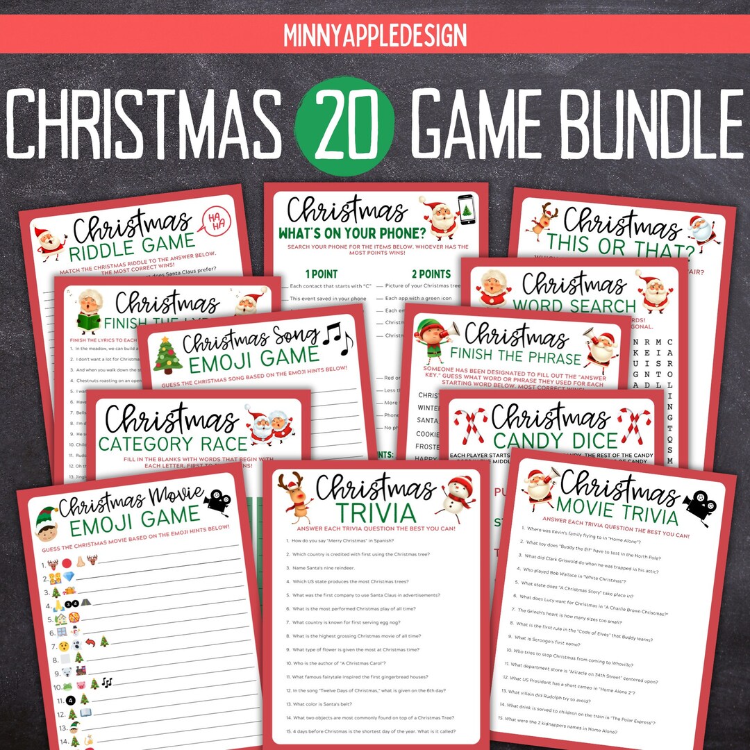 Printable Christmas Game Bundle | Christmas Party Games | Christmas ...