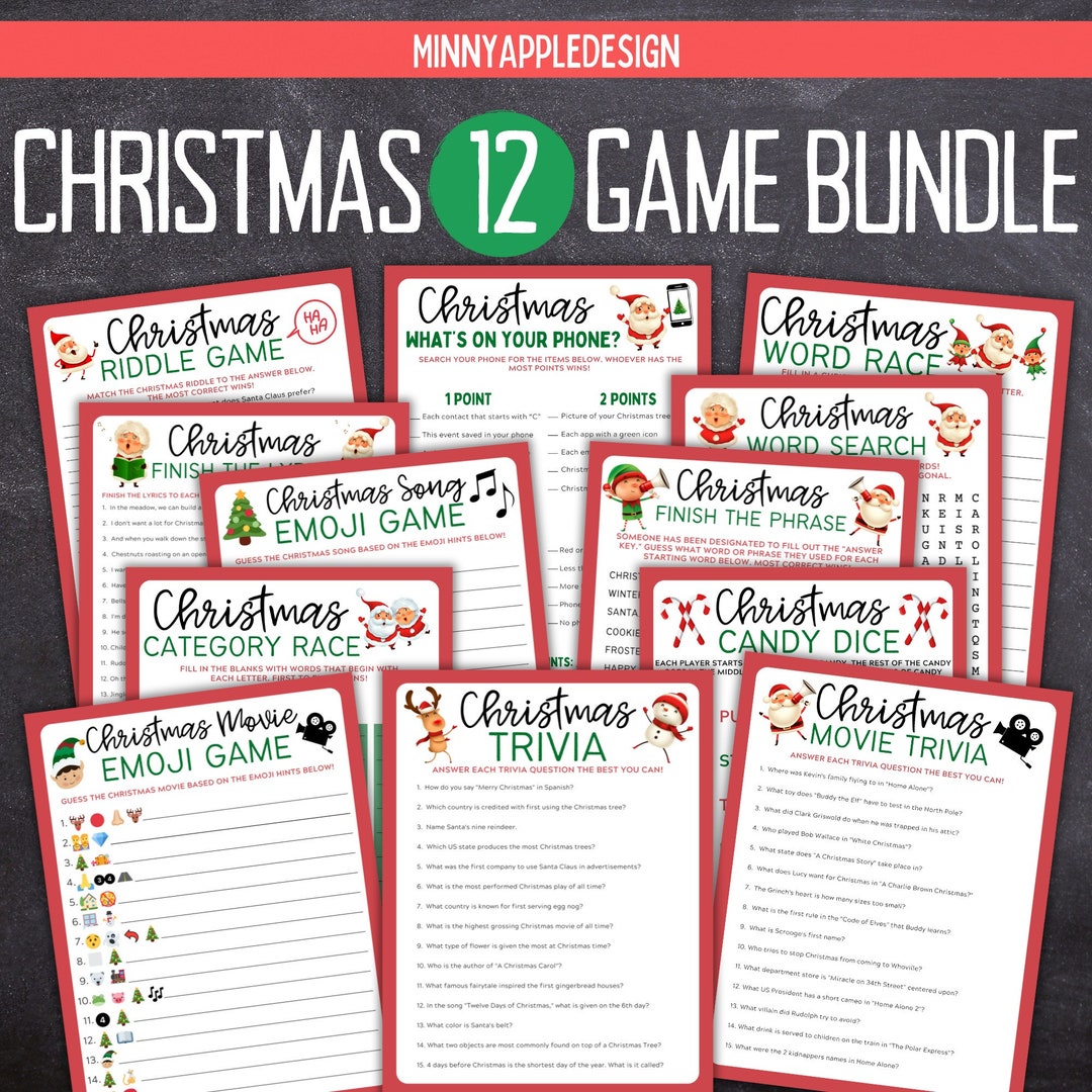 Printable Christmas Game Bundle Christmas Party Games Christmas Games ...
