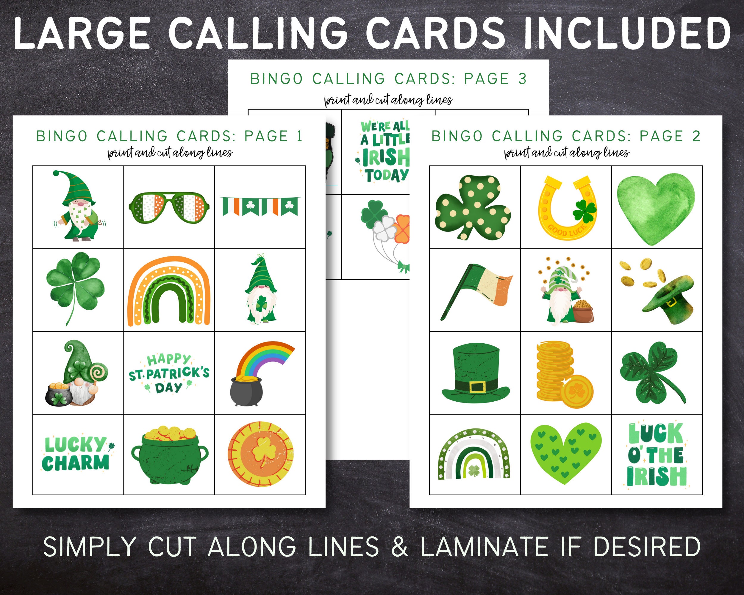 St Patrick's Day BINGO Game for Kids and Adults St - Etsy