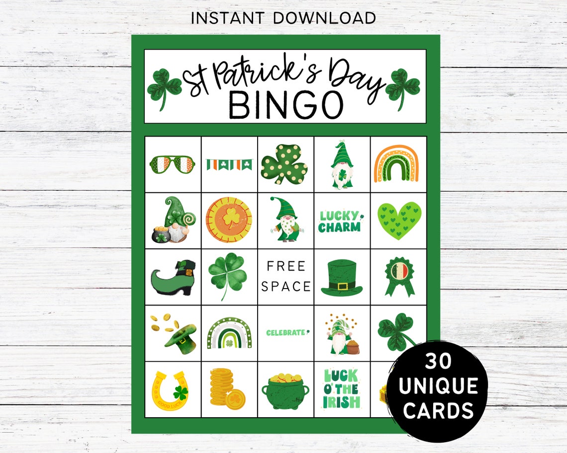 St Patrick's Day BINGO Game for Kids and Adults St | Etsy