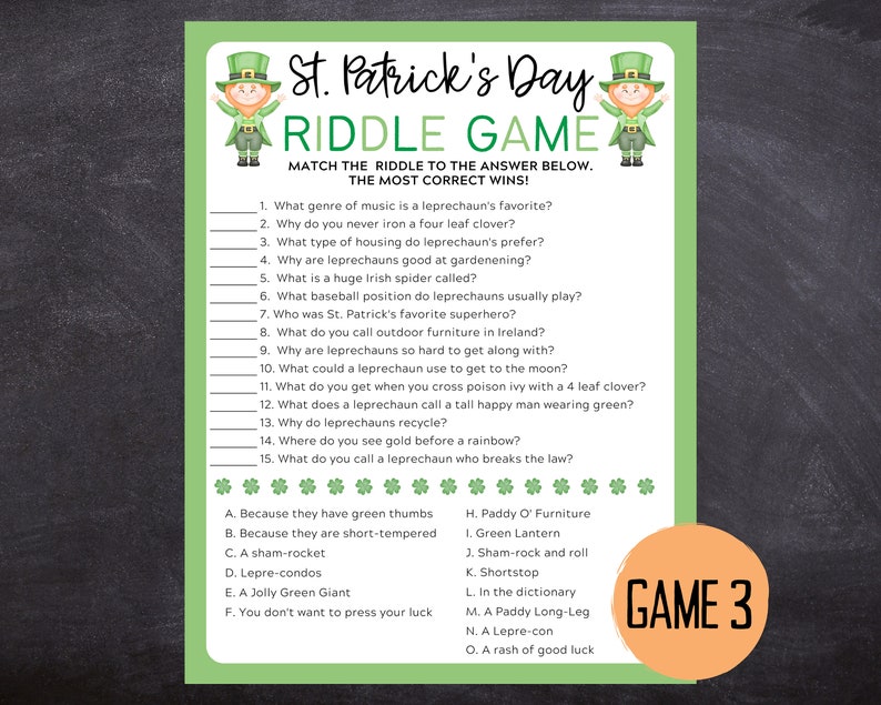 St Patricks Day Printable Games St Patricks Games Bundle - Etsy