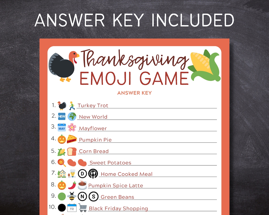 Thanksgiving Emoji Pictionary Thanksgiving Printable Game - Etsy