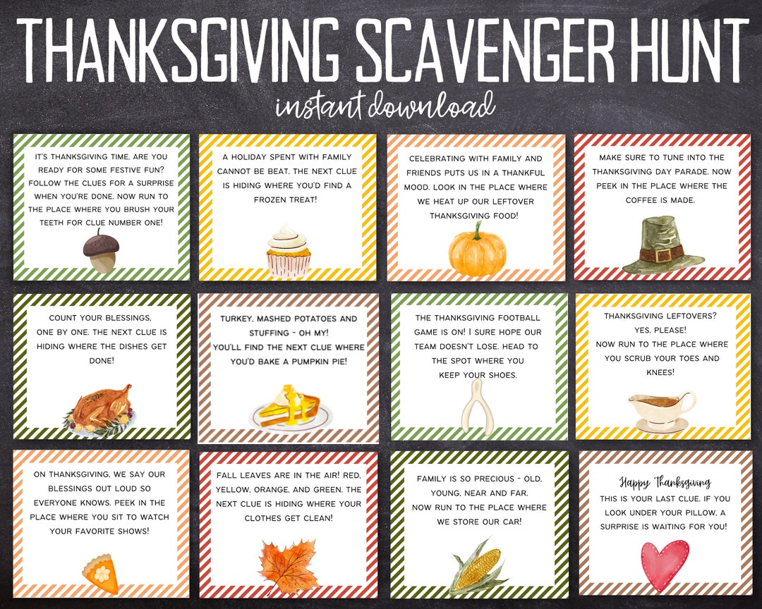 Thanksgiving Scavenger Hunt for Kids | Instant Download PDF ...
