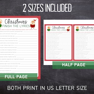 Christmas Song Trivia Game | Finish the Lyrics | Christmas Printable ...
