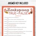 Thanksgiving Trivia Game | Thanksgiving True or False | Thanksgiving ...