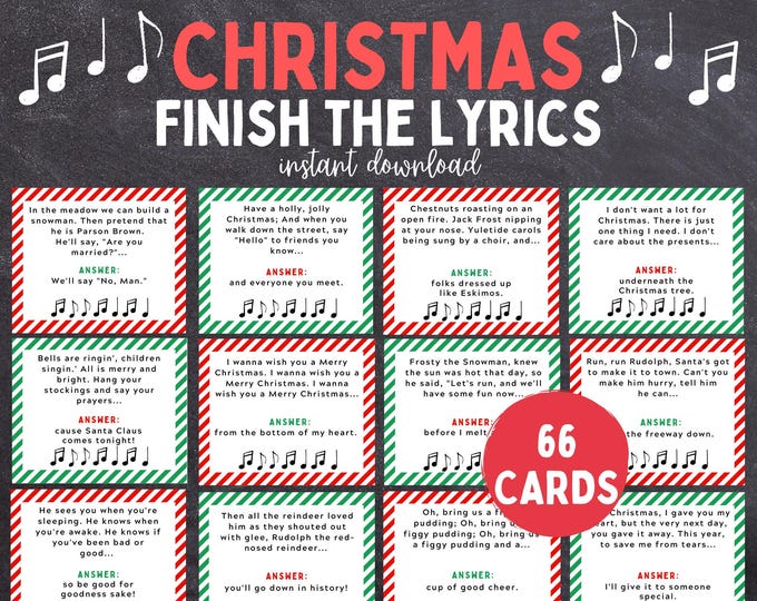 Christmas Carol Song Game, Letter Riddle, Carol Finish the Lyric Game ...