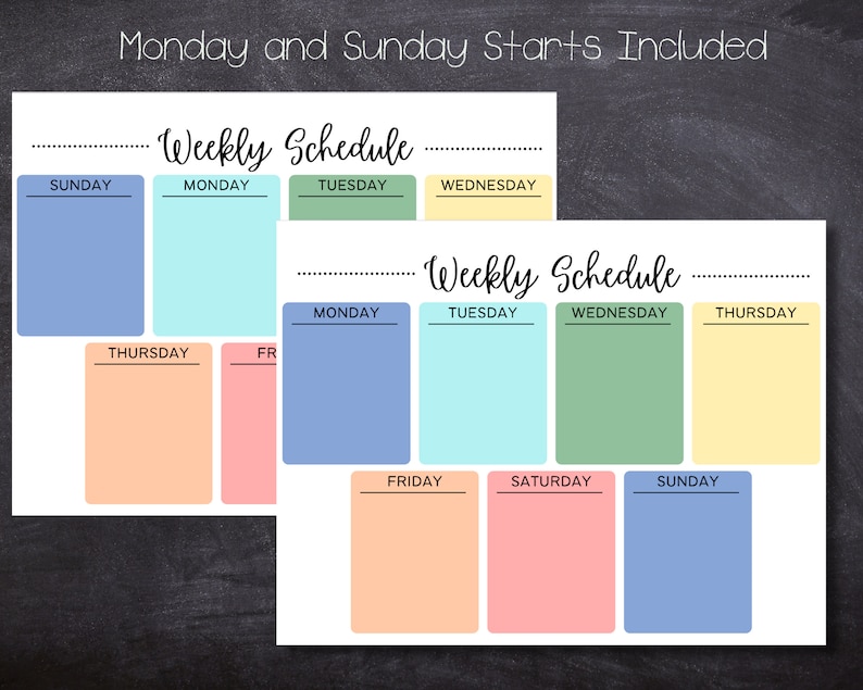 Printable Editable Weekly Schedule Simple Kids School and | Etsy