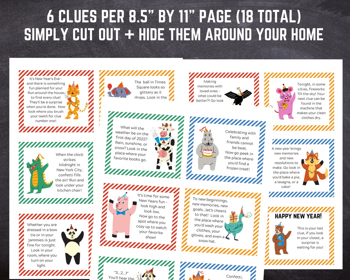 New Years Eve Scavenger Hunt for Kids Instant Download PDF | Etsy