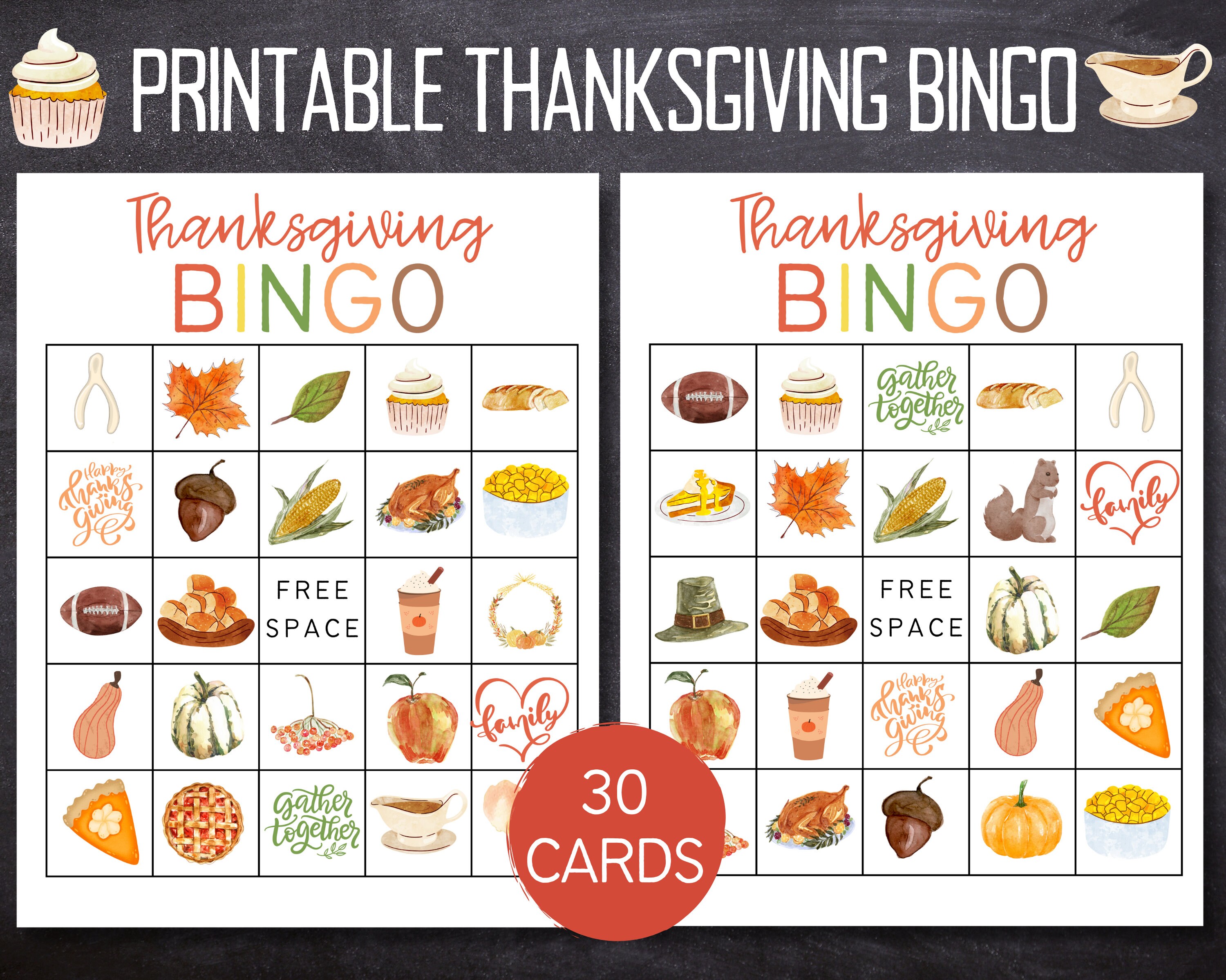 Thanksgiving BINGO Game for Kids and Adults Thanksgiving - Etsy