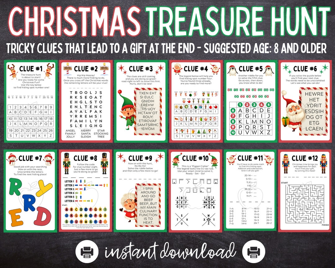 Christmas Treasure Hunt for Kids Santa Treasure Hunt Santa - Etsy
