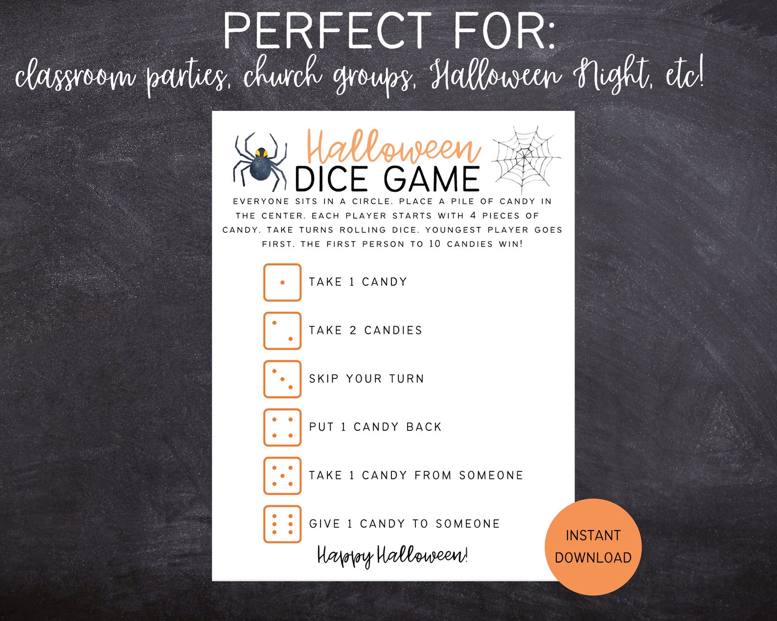 Printable Halloween Dice Game Kids Halloween Game | Etsy