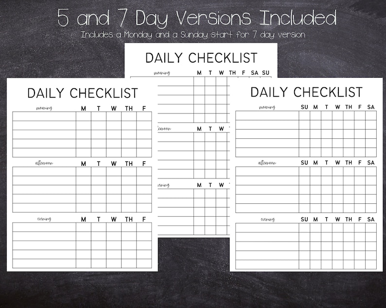 Printable Editable Daily Checklist for Kids Teens and Adults | Etsy