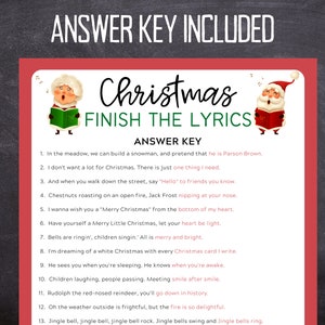 Christmas Song Trivia Game | Finish the Lyrics | Christmas Printable ...