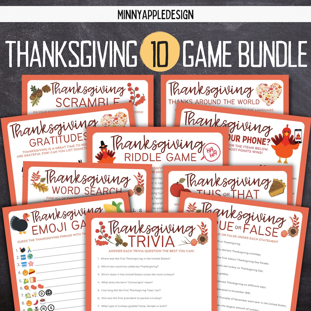 Thanksgiving Printable Games Thanksgiving Games Bundle Thanksgiving Kid ...