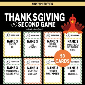 Thanksgiving 5 Second Game | Printable Thanksgiving Game | Thanksgiving ...